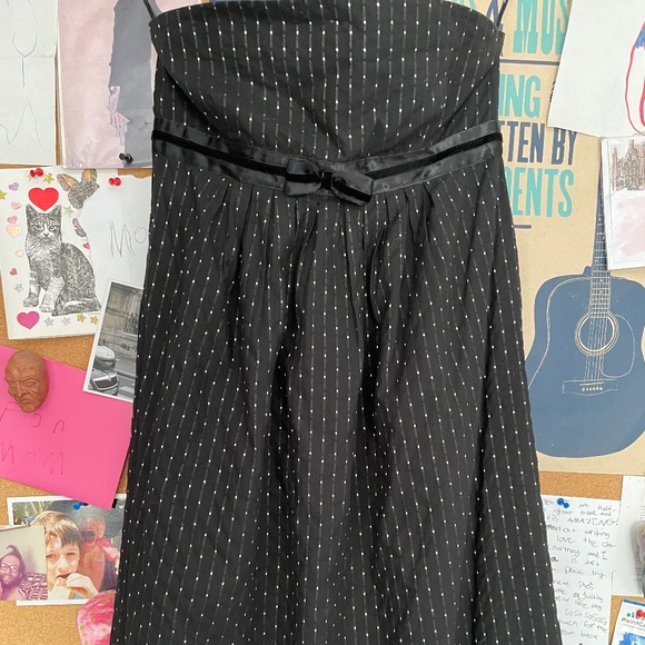 Zara | Dresses | Zara Black Silver Strapless Dress Audrey Hepburn Chic ...